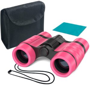 essenson binoculars for kids toys gifts for age 3-12 years old boys girls kids telescope outdoor toys for sports and outside play hiking, bird watching, travel, camping, birthday presents (pink)