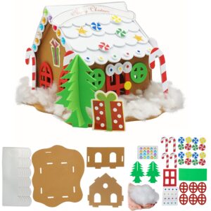 4e's novelty foam gingerbread house craft kit (1 pack) for kids with foam stickers, build & decorate it yourself diy christmas crafts for kids & toddlers