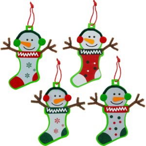 4e's novelty foam christmas snowman stocking ornament craft (12 pack) christmas crafts for kids toddlers 4-8, 8-12 foam diy craft kit bulk