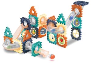 leader builder marble run for kids ages 3 and up - 66 piece waffle blocks & toddler marble run set - educational stem building toys with marbles & manipulatives for hands-on learning