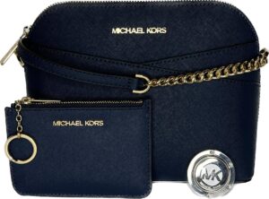 michael kors michael michael kors jet set travel md dome xcross crossbody bundled with sm tz coinpouch purse hook (pink)