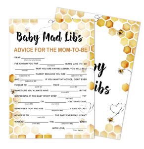 yuansail baby mad libs, baby shower game, gender reveal party supplies,honeycomb bumble bee party decorations,– 30 game cards (bb013-yx12)