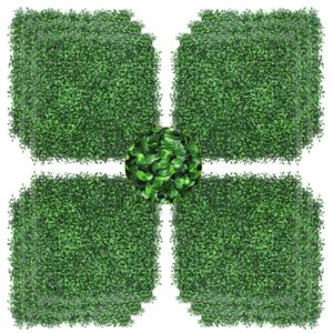 artificial boxwood hedge panels for wall backdrop, divider screen, privacy fence, party decor 20” x 20” set of 12 faux greenery fake grass garden turf foliage tile mats for indoor, outdoor decoration