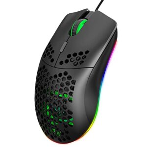 ruiqas optical mouse 6 buttons macro programmable ergonomic wired gaming mouse with rgb light 6400dpi for desktop pc computer