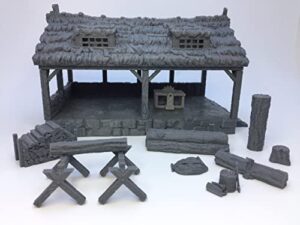 hero creations lumber mill rpg - dungeons and dragons - dnd - pathfinder - diorama - figurine miniature (gray/unpainted)