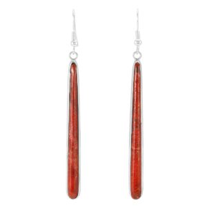 coral earrings in sterling silver long dangles (2.5" long)