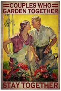 vdueoje garden couples metal tin sign wall decor sign for home bar kitchen pub garage farm village 8x12 inch