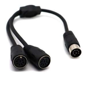 lokeke 8 pin din midi splitter cable, 8 pin din dimi male to 2 din 8 pin female y cable cord wire audio socket compatible with bang olufsen powerlink mk2(8pin to 8pin)