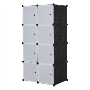 trlec 20 cube organizer stackable plastic cube storage shelves design multifunctional modular closet cabinet with hanging rod white doors and black panels