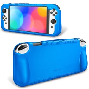 fintie case soft silicone protective cover, [anti-slip] shockproof case w/ergonomic grip, grip case for console 7.0" (blue)