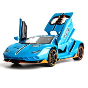 bdtctk compatible for 1:32 lamborghini lp770 model car, zinc alloy pull back toy car with sound and light for kids boy girl blue