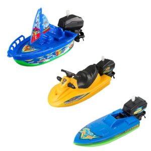 nextake wind-up boat bathtub toy set, funny windup speed boat bathtub toy jet ski clockwork sailboat water toy motorboat tub toy for kids (motorboat+sailboat+speed boat)