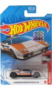 hot wheels lamborghini countach police car - rescue 10/10 - white 247/250