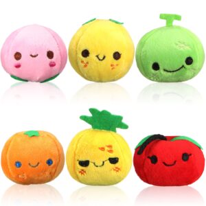 6 pcs soft mini plush fruits colorful stuffed fruits lovely peach orange pineapple and cantaloupe for toddlers backpack keychain easter eggs fillers basket stuffers birthday gifts party decor