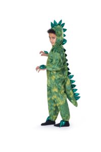 dress up america t-rex costume for kids - dinosaur costume for boys and girls - green dino jumpsuit (small)