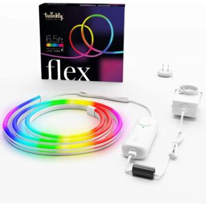 twinkly flex – app-controlled flexible light tube with rgb (16 million colors) leds. 6.5 feet. white wire. indoor smart home decoration light (2 pack)