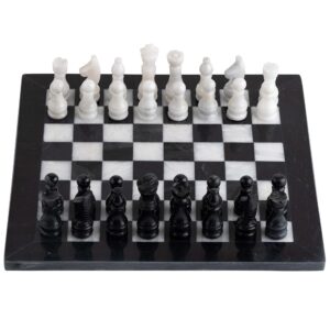 marble chess set-magnificent handcrafted board and chess pieces-12x12 inch black white classic