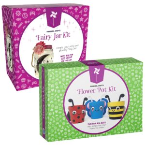 fairy jar kit & flower pot kit bundle -fun diy arts and crafts project for kids ages 6 7 8 9 10 11 12 - great gifts for all occasions