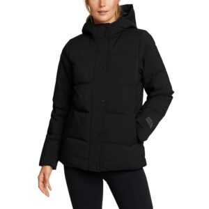 eddie bauer women's essential down hooded jacket, black, x-large