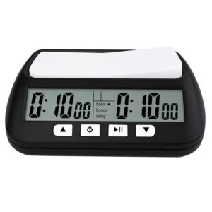 mostrust chess clock digital chess timer professional for board games with alarm, 3-in-1 multifunction portable chess clock, 2 aa battery included (black)