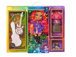 rainbow high rockstar fashion doll 2 complete outfits & rockband essentials choose carmen major, vanessa tempo, lyric lucas , multicolour