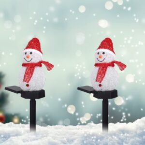 koshsh garden solar snowman lights outdoor decorations lighting stake lights for home outdoor yard lawn christmas holiday winter decor