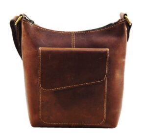 urban dezire genuine leather handmade vintage cross-body sling shoulder bag for women (brown, medium)