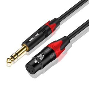 dremake audio xlr female to 1/4 trs cable 40ft, female xlr to 1/4 cable, jack 6.35mm 1/4 to xlr female, 1/4 inch to 3-pin xlr female microphone cable for live & stage mixer amplifier xlr female to trs