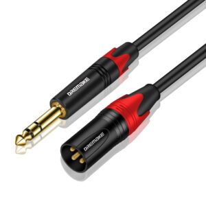 dremake 6.35mm 1/4'' trs to xlr male 15ft, 1/4-inch trs male to xlr 3-pin male balanced trs cable, trs 1/4 inch to xlr male audio stereo mic cable for pro audio mixer microphone xlr to trs patch cord