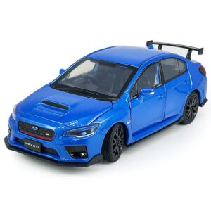 2016 impreza wrx sti s207 diecast model cars racing sports toy car 1/32 scale metal children’s die-cast vehicles with light, 4 doors open, hood & trunk open, toys for boys gifts men, blue