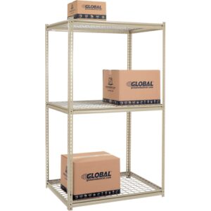 global industrial high capacity starter rack 48x24x96:3 levels wire deck 1500lb per shelf tan