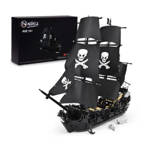 nifeliz black skull pirates ship building blocks kits, model set and assembly toy for teens and adult, makes a great gift for people who like creative play and adventures, new 2023 (3423pcs)