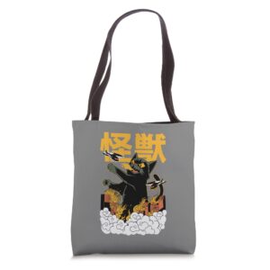 kaiju anime cat monster japanese tote bag