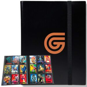 trading card binder - card album folder - side loading for tcg (9 pocket, black)