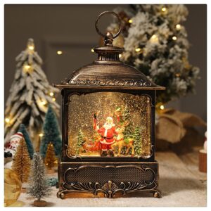 yehei musical snow globe water lantern, singing christmas lanterns for kids, christmas snowglobe for home christmas decor, battery operated & usb cord powered,santa claus