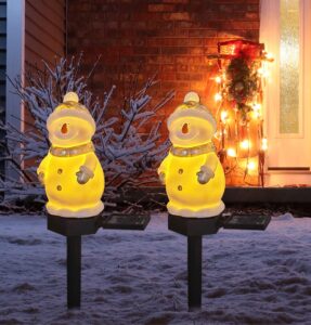 chween solar christmas decration lights outdoor garden pathway stake led lights decor-2pcs home outdoor yard lawn pathway walkway driveway christmas holiday winter decoration (snowman)