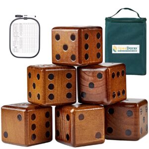 spexdarxs giant yard dice set, 3.5’’ large wooden dices game with scoreboard & carrying bag, indoor & outdoor backyard lawn games for teenage adult and family