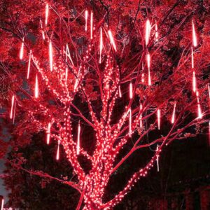 led falling rain light 30cm 10 tubes 300 led snow fall lighting lcicle cascading icicle string light for indoor outdoor wedding garden tree home decor, red