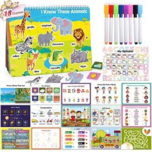 adonafy preschool toddler learning toys for 3 4 5 6 year olds, montessori toys busy book with 18 themes, kids learning resources education toys, sensory toys for autistic children, boys & girls gift