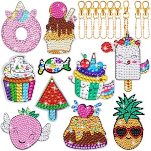 mtlee 10 sets arts and crafts for kids ages 8-12 5d diamond painting keychain kits gem art kits for girls crafts gem painting kits diamond art gift idea for age 4, 5, 6, 7, 8, 9, 10-12 (sweets)