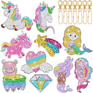 mtlee 10 sets arts and crafts for kids ages 8-12 5d diamond painting keychain kits gem art kits for girls crafts gem painting kits diamond art gift idea for age 4, 5, 6, 7, 8, 9, 10-12 (magical)