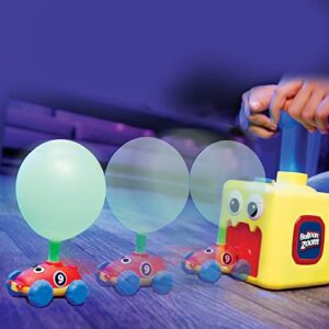 ontel balloon zoom - balloon-powered race car and rocket launcher toy set, ages 3+, red racer car with astronaut flyer