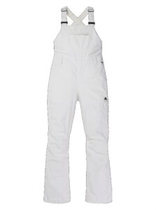 burton women's avalon gore-tex 2l bib pants, stout white, medium