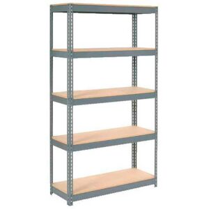 global industrial extra heavy duty shelving 48"w x 18"d x 96"h with 5 shelves, wood deck, gry