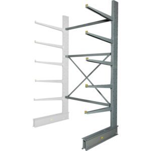 global industrial single sided heavy duty cantilever add-on rack, 2" lip, 72"wx46"dx120"h