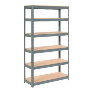 global industrial extra heavy duty shelving 48"w x 18"d x 60"h with 6 shelves, wood deck, gry