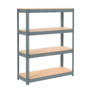 global industrial extra heavy duty shelving 48"w x 24"d x 60"h with 4 shelves, wood deck, gry