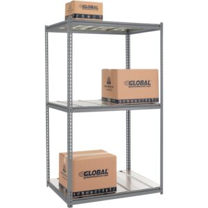 global industrial high cap. starter rack 48wx36dx84h 3 level steel deck 1500lb per shelf gry