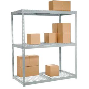 global industrial wide span rack 48wx48dx96h, 3 shelves wire deck 1200 lb cap. per level, gray