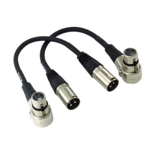 wjstn 048 right-angle female to straight male xlr plug cable - 1ft xlr camera adapter